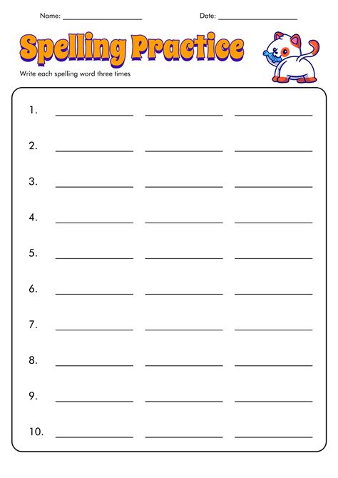 12 Blank Spelling Worksheets - Free PDF at worksheeto.com - Auto News