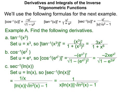 12 derivatives and integrals of inverse trigonometric functions x ...