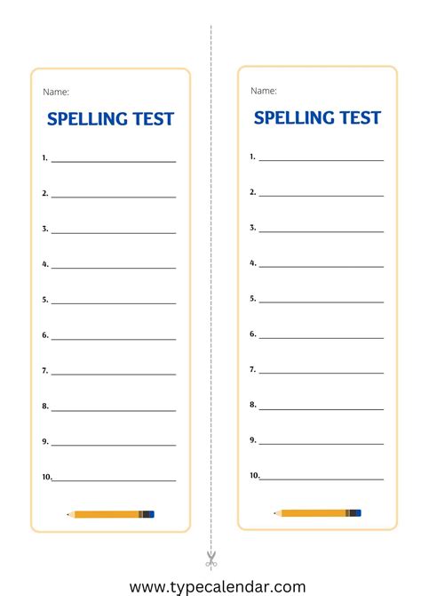 12 Free Printable Spelling Test Worksheets - Free PDF at worksheeto.com ...