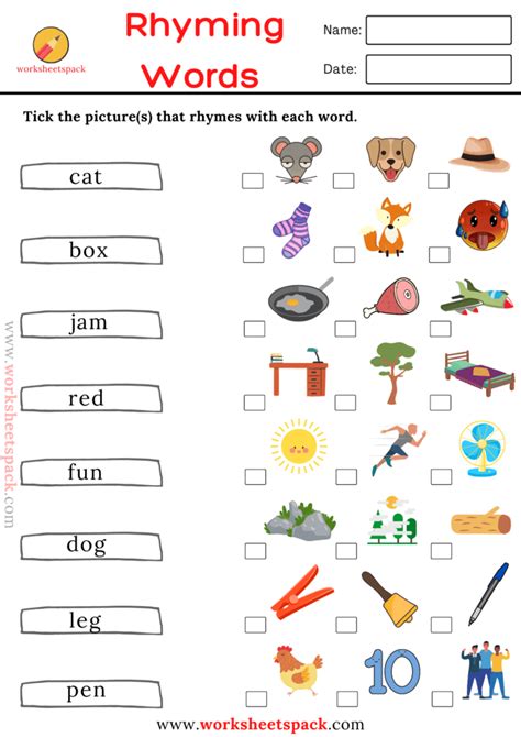 16 Free Rhyming Words Worksheets PDF for Kids - worksheetspack - Auto News