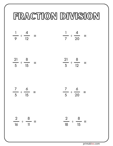 25+ Fraction Division Worksheet - Printableo.Com - Auto News