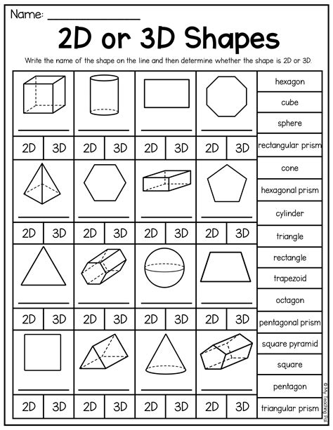 2D 3D Shapes Worksheets - Writing Practice Worksheet - Auto News