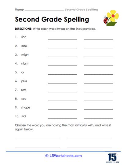 2Nd Grade Spelling Words Worksheets | dev.onallcylinders.com - Auto News