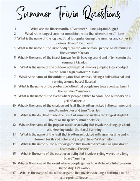 50 Fun Summer Trivia Questions for Kids with Free Printable - Auto News
