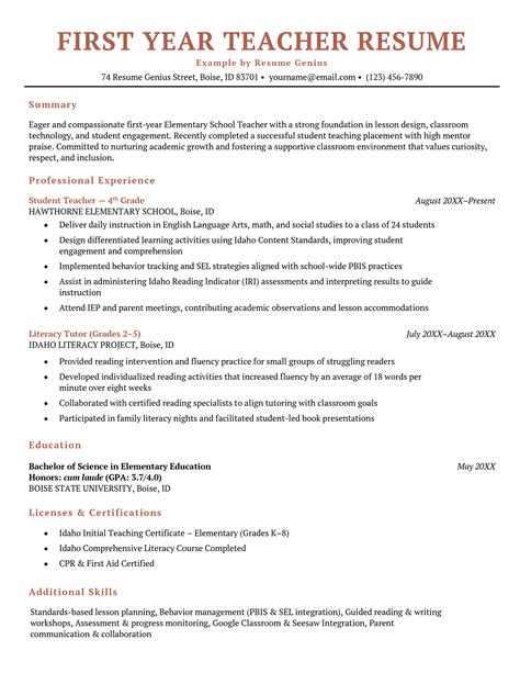 6 First Year Teacher Resume Examples & Guide for 2025 - Auto News
