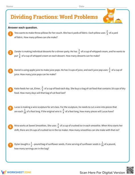 6 Free Multiplying and Dividing Fractions Word Problems Worksheets ...