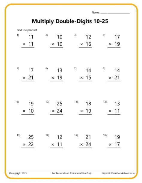 90 Unique Double-Digit Multiplication Worksheets in 2025 | Math ...
