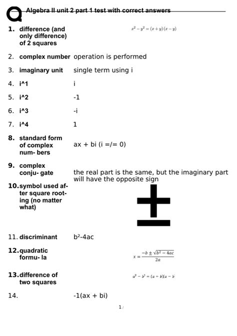 Algebra II unit 2 part 1 test with correct answers - Algebra 2 - Stuvia ...