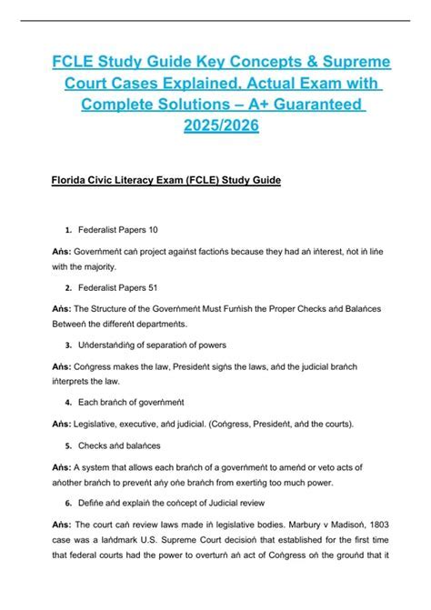 FCLE Study Guide: Key Concepts & Supreme Court Cases Explained ...