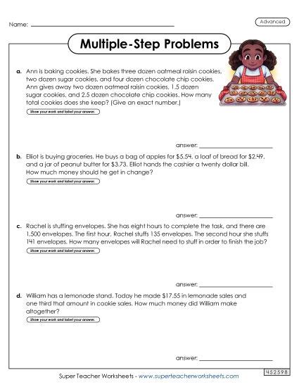 Free 3rd grade multi step word problems worksheet, Download Free 3rd ...