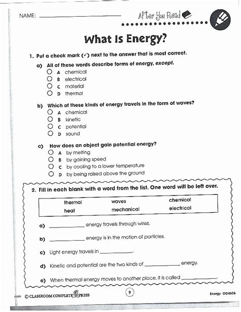 Free 8th grade science worksheet printable, Download Free 8th grade ...