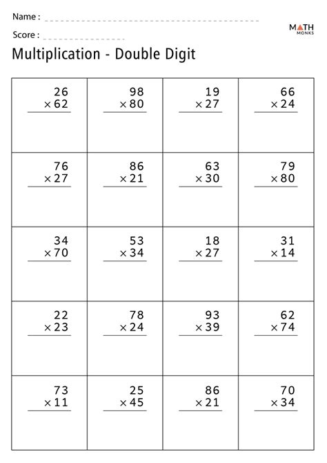 Free double digit multiplication worksheet, Download Free double digit ...