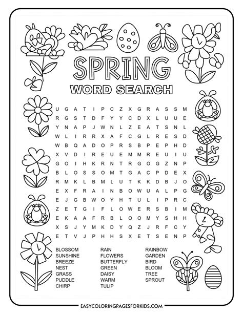 Free Printable Spring Word Search (2 Free PDF Pages) - Easy Coloring ...