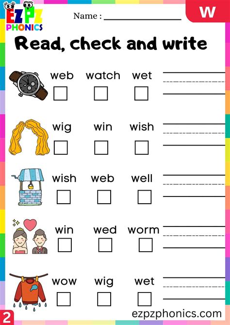 Group2 Letter W Read, Check And Write Beginning Sounds Worksheet ...