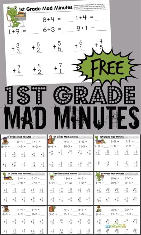 Math Worksheets: 1st Grade Mad Minutes Math Practice - Worksheets ...