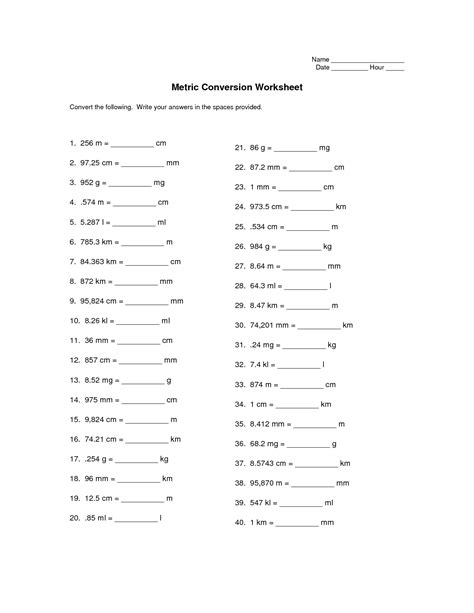 Metric Unit Conversion Worksheet | dev.onallcylinders.com - Auto News ...