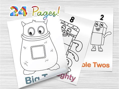 Páginas para colorear de Numberblocks 1-20 - Imprimibles digitales - 24 ...