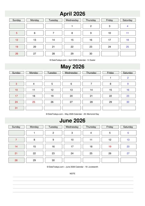 Printable April May June Calendar 2026 - Printable 2026 Calendar - Auto ...