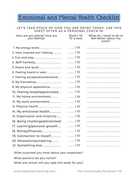 Printable Emotional Check In Worksheet – Printable - Auto News