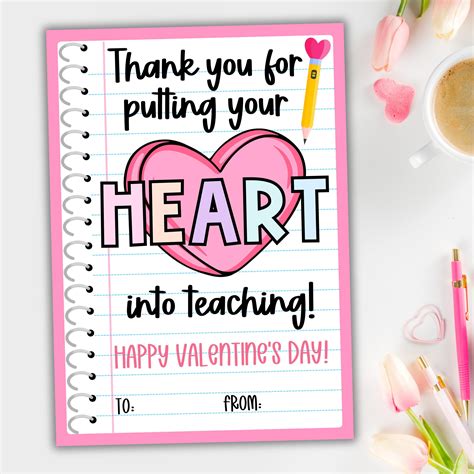 Printable Valentine Card for Teacher: Heartfelt Gift Tag (PDF) - Etsy ...