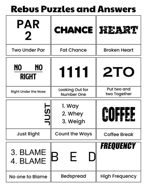 Rebus Puzzles And Answers Printable - Printable Calendars AT A GLANCE ...