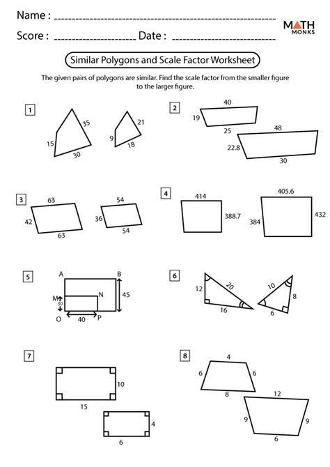 Scale Factor Worksheet with Answers 29 Similar Shapes and Scale ...