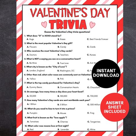 Valentine Trivia Game Valentines Trivia, Valentine Party Game ...