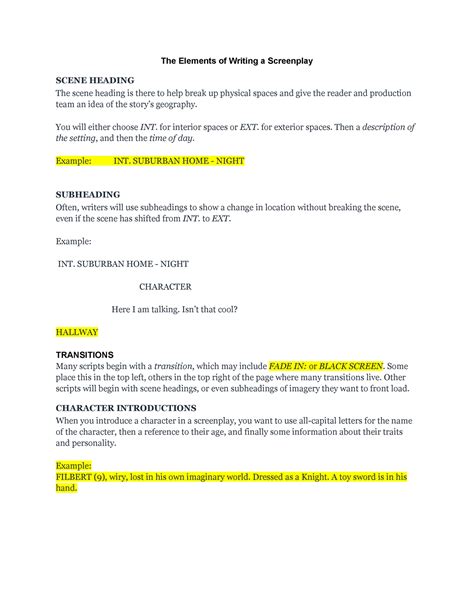 Writinga Screenplay Notes Introductionto Script Writing Resource-1 ...